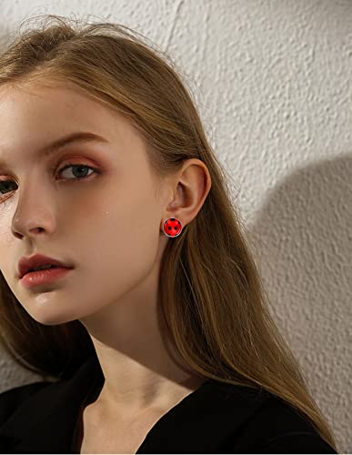 Earrings On Clips Girls Black Spot Red Ear Clips Silver Bug Earrings for Helloween