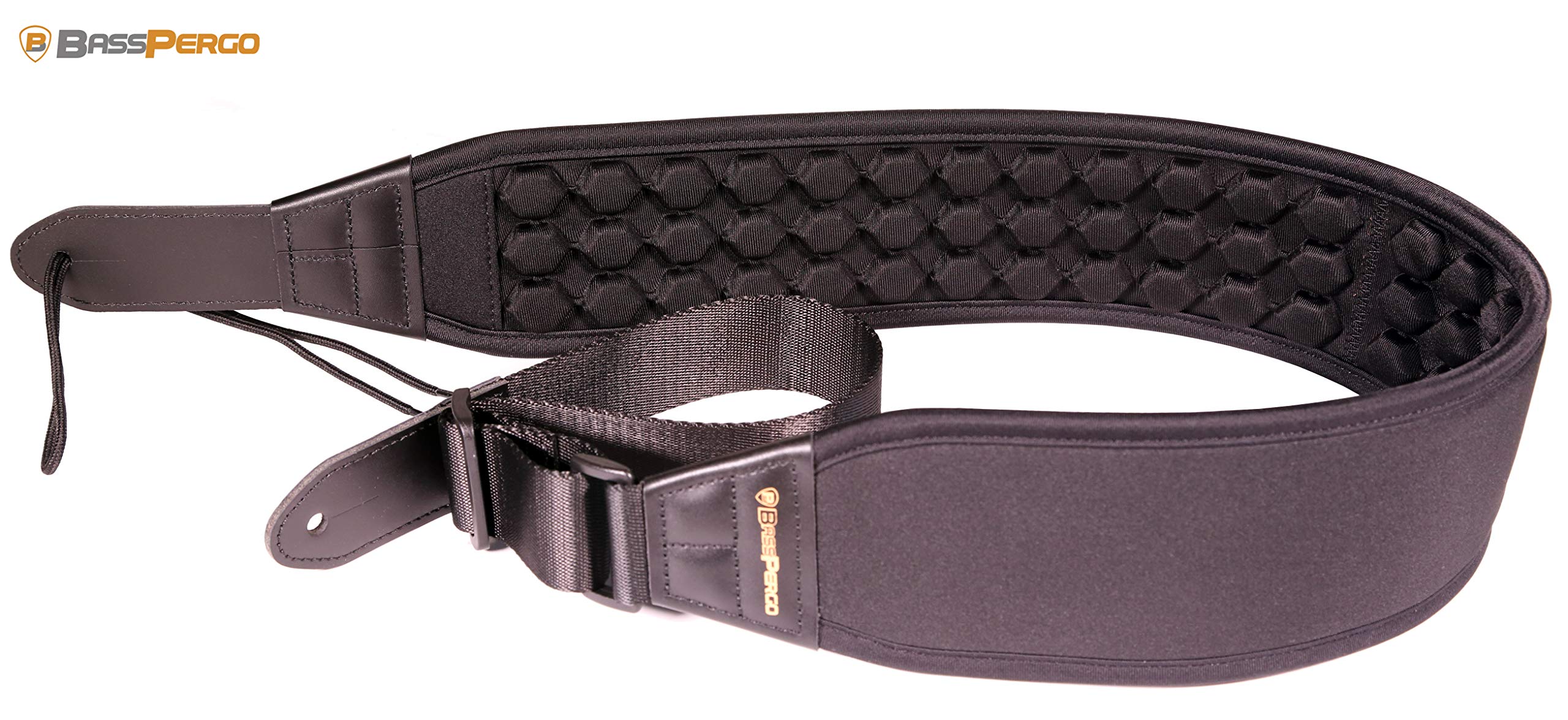 Bass Pergo AirCell Guitar Strap for Electric Guitar, Bass & Acoustic with 3.5" Wide Neoprene Pad w/ 4 Straps Locks, Adjustable Length from 47" to 55.", Black β Soft & Durable