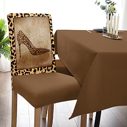 Chair Cover Leopard High Heel Dining Chair Slipcovers Animal Skin Printed Stretch Removable Chair Seat Protector Party Decoration