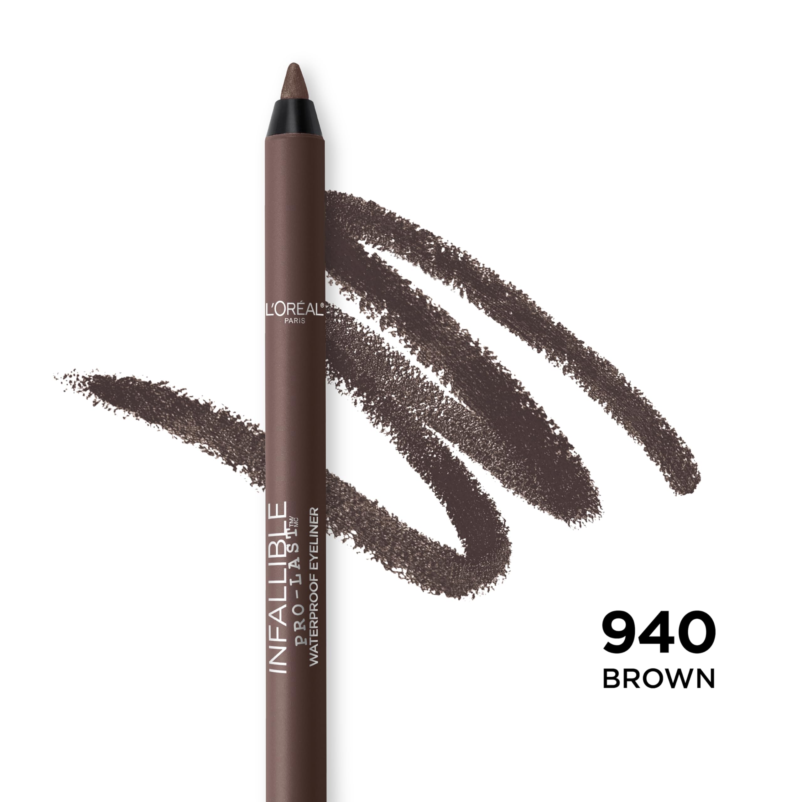 L’Oréal Paris Makeup Infallible Pro-Last Pencil Eyeliner, Waterproof and Smudge-Resistant, Glides on Easily to Create any Look, Brown, 0.042 oz.