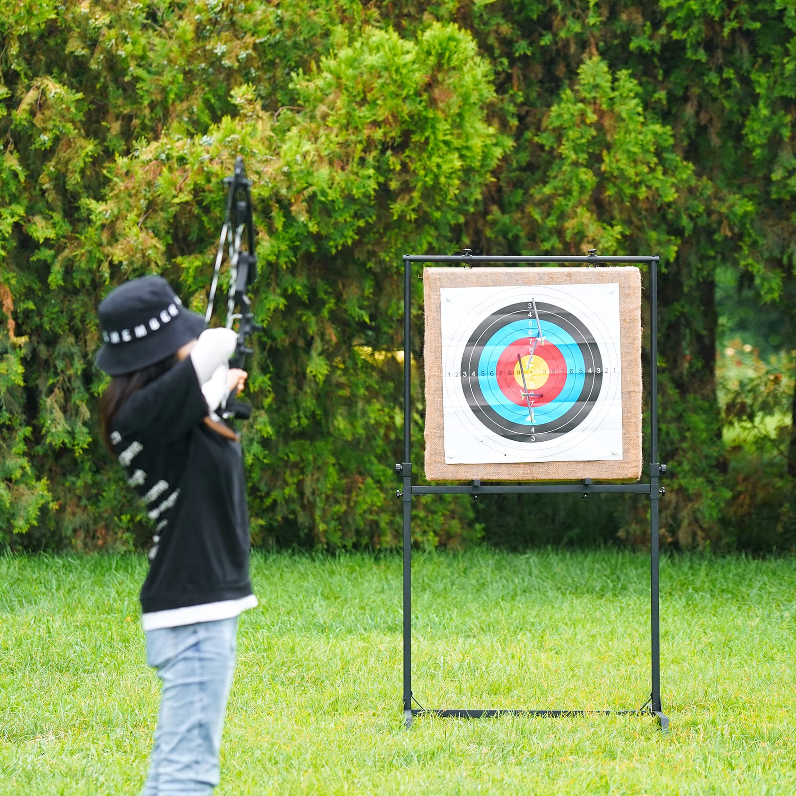 Aimdorarchery Archery Target Stand for Heavy Duty Archery Target Block Multi-Function Archery Target Stand Can Hold 150Lbs Target 31”x 62” Adjustable stable Outdoor Archery Target Stand