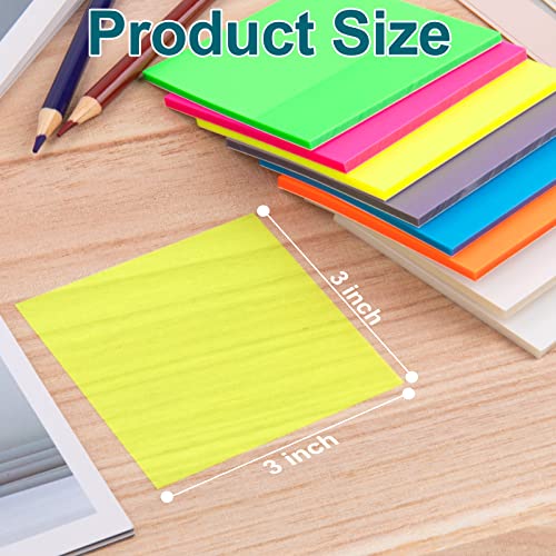 700 Sheets 14 Pack Transparent Sticky Notes Pad Set, 3x3 Inches Clear Self-Adhesive Post it Notes, Waterproof Translucent Color Memo Pad, See Through Office & School Supplies (Multicolor)