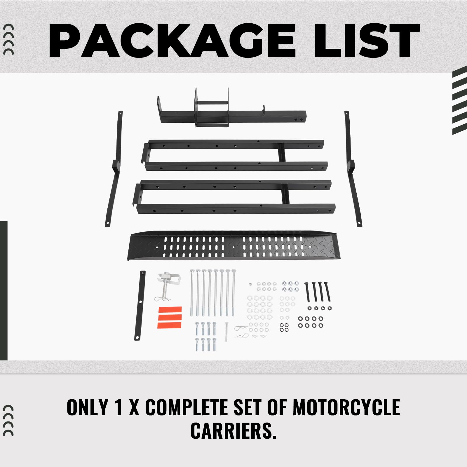 7BLACKSMITHS 500LBS Steel Motorcycle Scooter Dirt Bike Carrier Hauler Anti Tilt Hitch Mount Rack Ramp with 2'' Receiver Trailer Hitch Pin Carrier