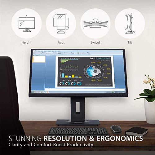 ViewSonic VG2448 24 Inch IPS 1080p Ergonomic Monitor with HDMI DisplayPort USB and 40 Degree Tilt for Home and Office, Black (Renewed)
