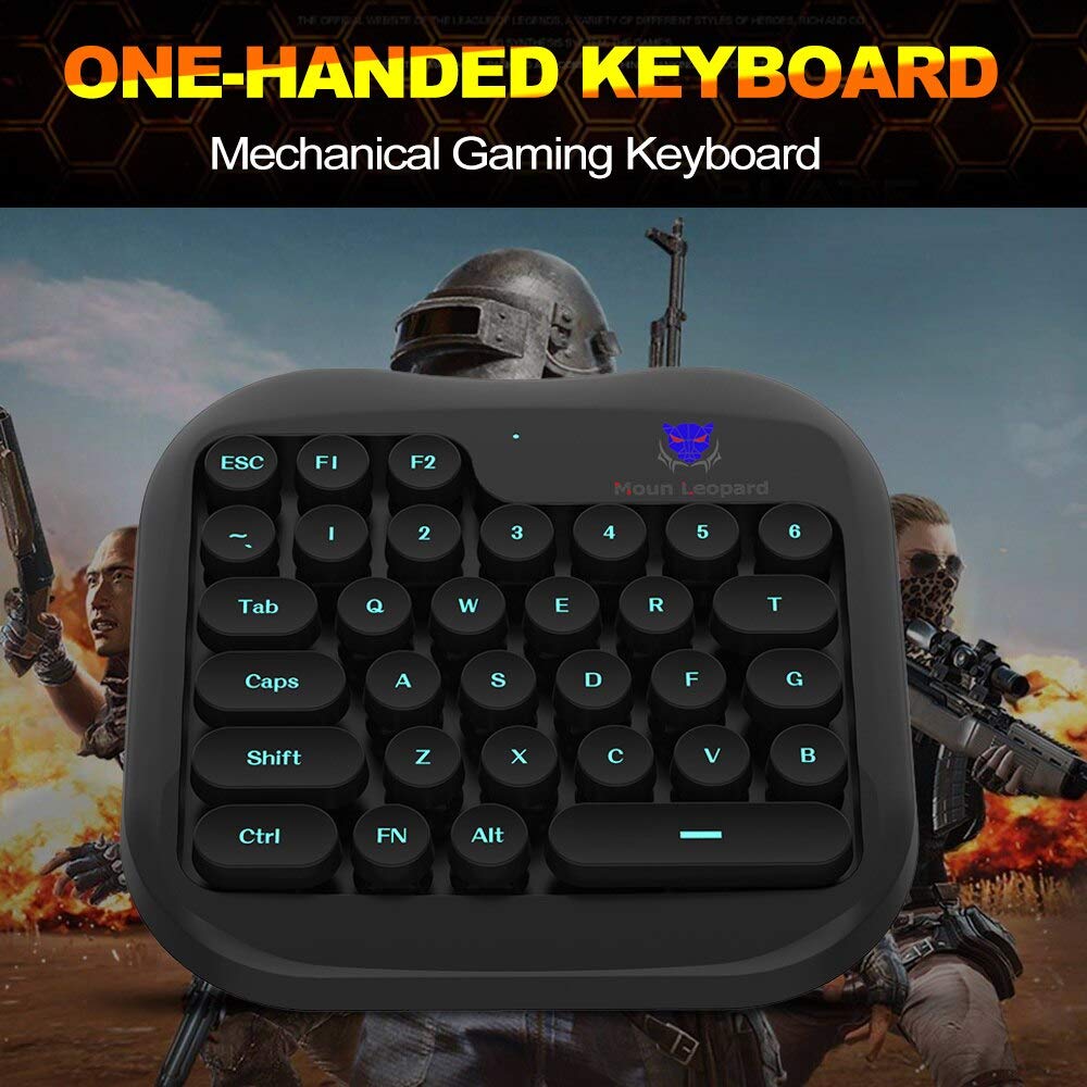 Calvas Gaming Keyboard One-Handed Keyboard For Android Mobile Phone Tablet PC Shooting Games USB-Powered Plug and Play w/Phone Holder