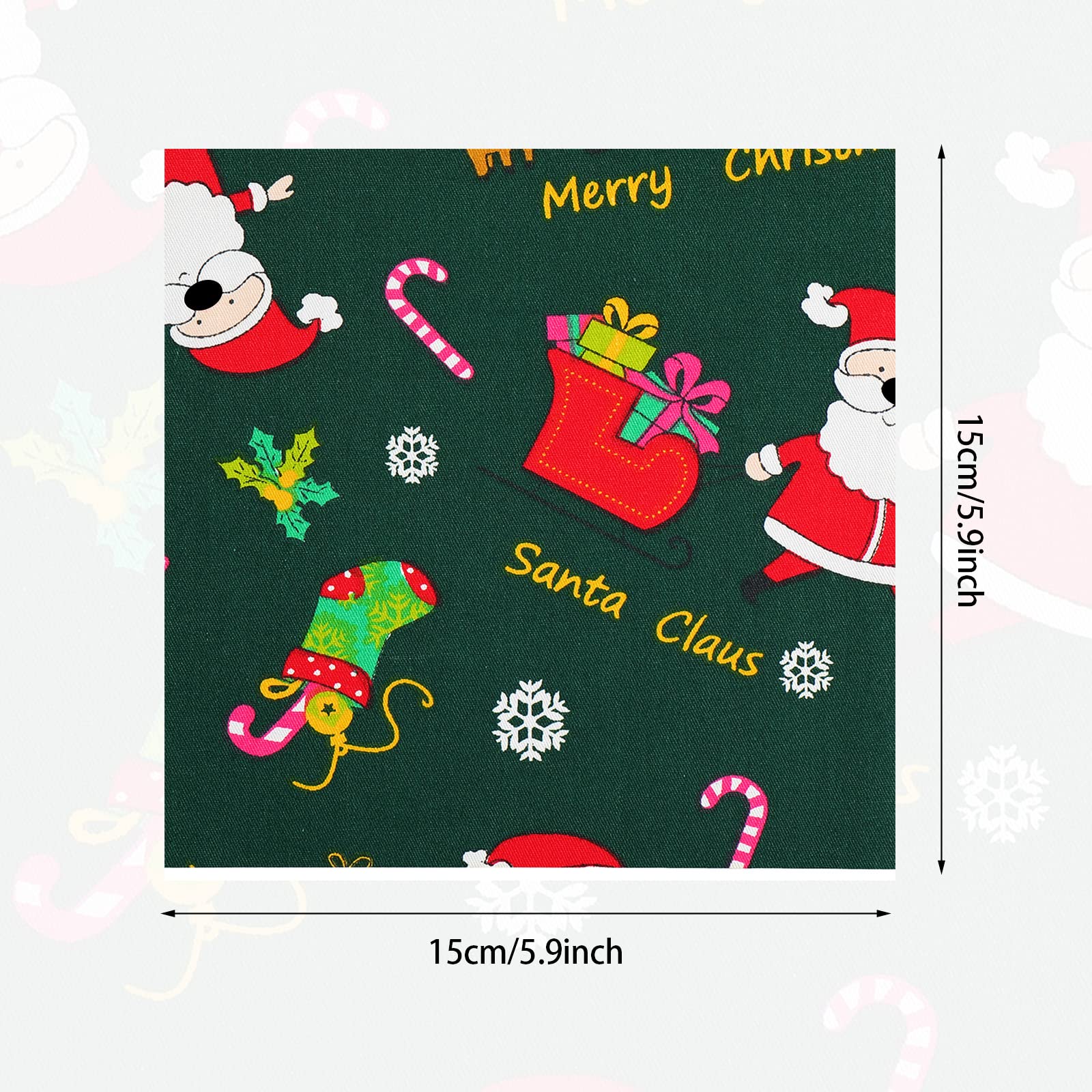 48 Pieces Christmas Fabric Bundles 5.9 x 5.9 Inch Assorted Quarter Bundles Square Christmas Tree Quilting Patchwork Precut Santa Claus Printed Fabric Scraps for Christmas Sewing DIY Crafts