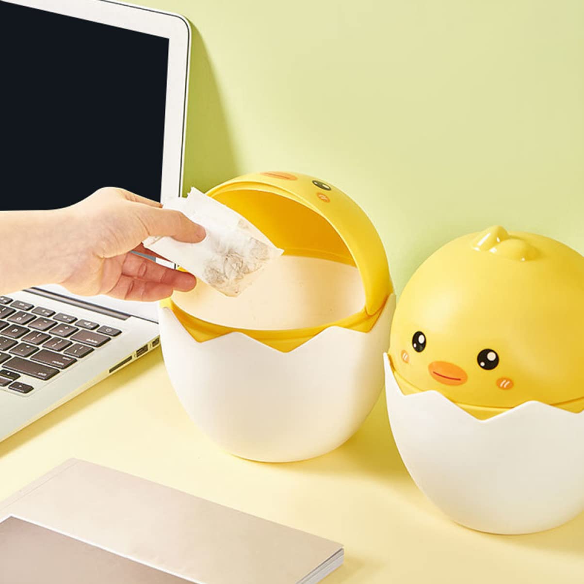 STOBOK Kids Desk Garbage Wastepaper for Coffee Lid Garbage Yellow Kitchen Desktop Shaped Mini Home Small Car Bin Tabletop Cartoon Kids Holder Multi-use Rubbish - Trash Waste Tiny Kids Dresser