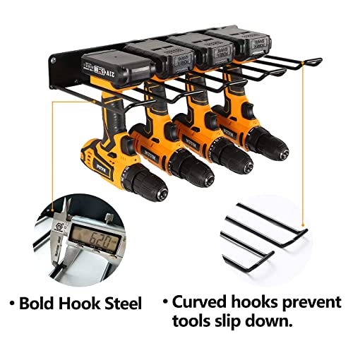 UU-Major Power Tool Organizer With Charging Station,Drill Holder Wall Mount,Garage Storage Shelves for Organization and Storage,Heavy Duty Pegboard Wall Organizer Set Solid Metal Black 2 pack 4 set