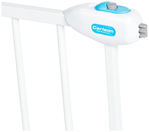 Carlson Extra Wide Walk Through Pet Gate with Small Pet Door, Includes 4-Inch Extension Kit, Pressure Mount Kit and Wall Mount Kit,White