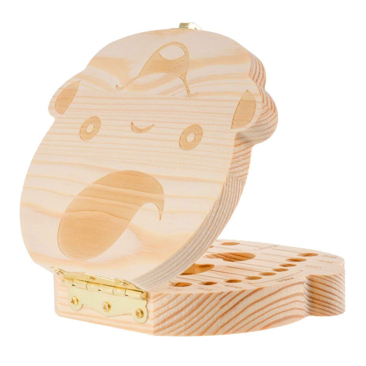 Aiky Wooden Baby Tooth Fairy Box Teeth Holder For Kids Lost Teeth Keepsake Save Collection (Boy)