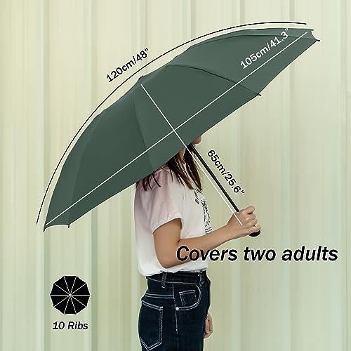 Chakipee Travel Inverted Umbrella Compact Windproof- Automatic reverse Umbrellas for Rain - Men and Women, Folding Portable Teflon Coating 48inch Span, 10 Ribs Large Umbrella