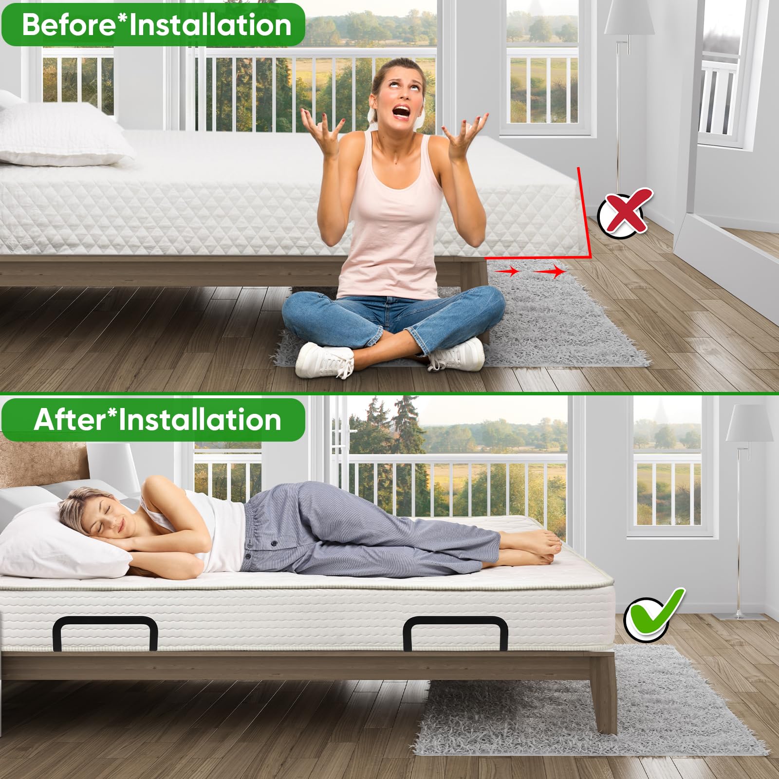 6Pcs Mattress Retainer Bar Mattress Slide Stopper from Sliding Non Slip Mattress Holder for Adjustable Bed Wider Taller Metal Mattress Holder for Wooden Bed Frame Black