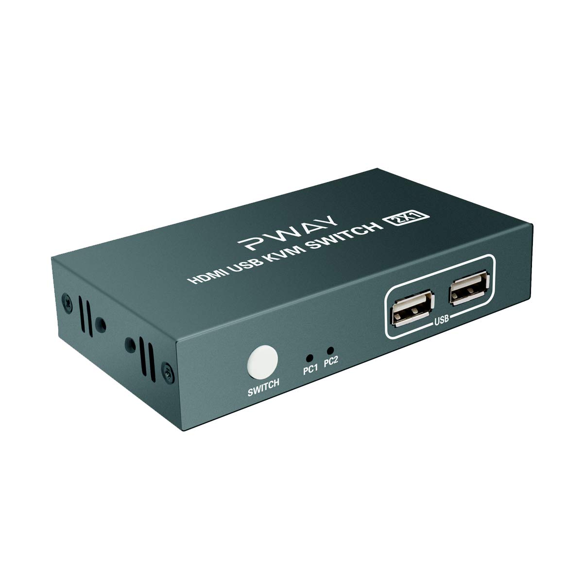 AAO 2X1 KVM Switch HDMI 4K 2 Port USB KVM Switch Box Supports Auto-scan, Hot-Key Switch for Netware, Dos, Linux, Unix and Windows 4K@30Hz with 2 Pcs 5ft USB Cables and HDMI Cables