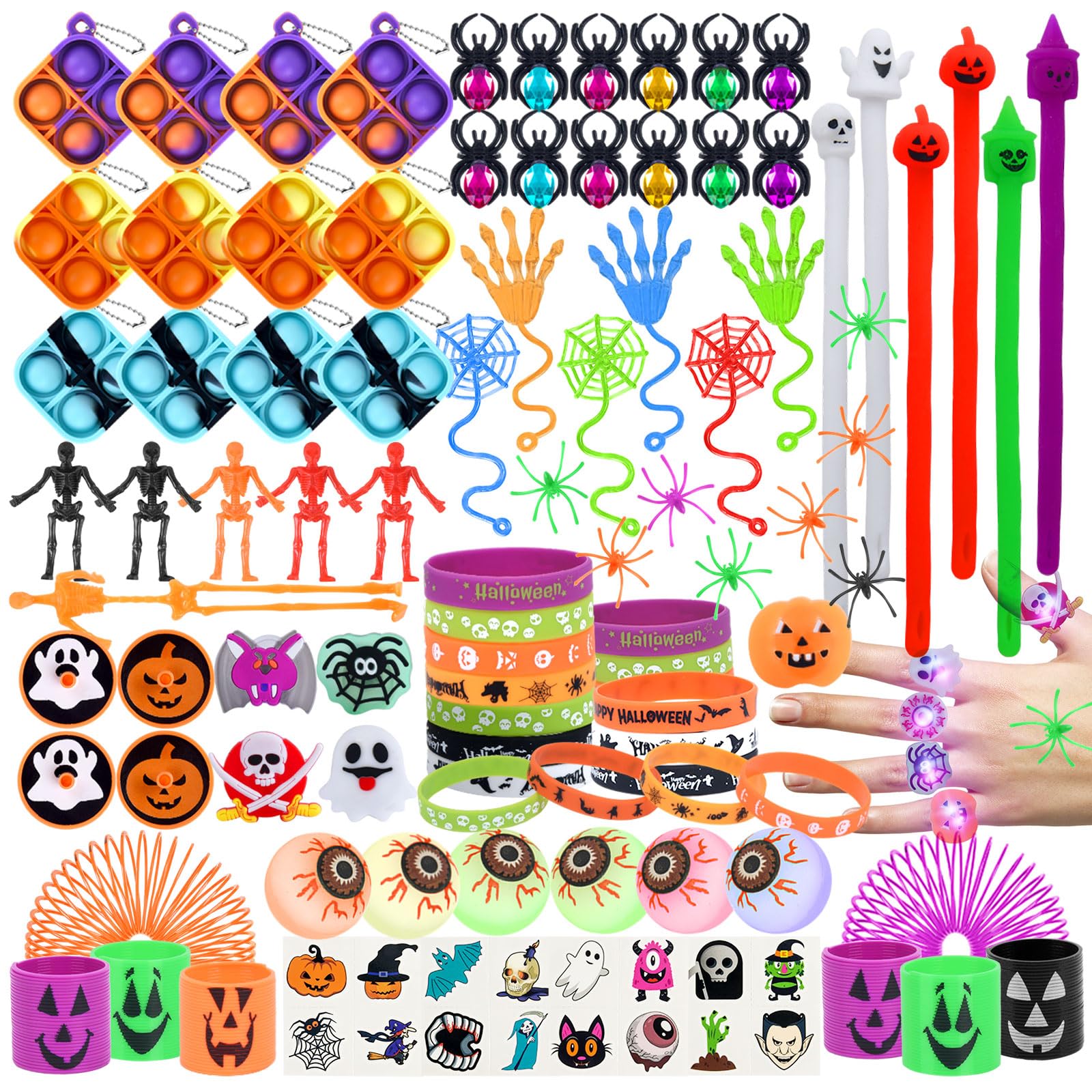 Raymall Halloween Party Favors For Kids, 206pcs Assorted Halloween Trick Or Treat Toys, Classroom Rewards, Assortment Halloween Toys For Treat Bags Fillers, Halloween Prizes Gifts Bulk Toys For Kids