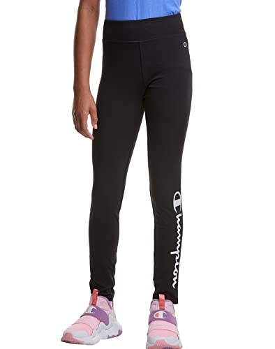 Champion Heritage Girls Performance Legging Stretch Pant | Active Athletic Pant (Medium, Black)