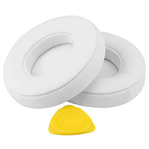 Geekria QuickFit Replacement Ear Pads for Beats Solo2.0 (B0534) On-Ear Headphones Earpads, Headset Ear Cushion Repair Parts (White)