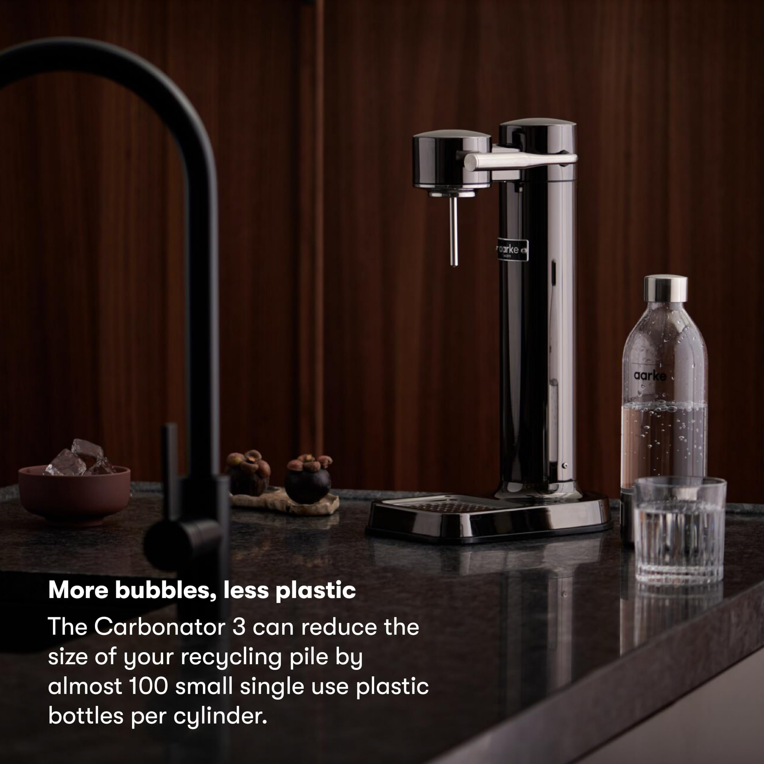 aarke - Carbonator III Premium Carbonator/Sparkling & Seltzer Water Maker with PET Bottle (Black Chrome)