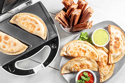 Empanada and Churro Maker Machine - Cooker w 4 Removable Plates - Easier than a Press - Includes Dough Cutting Circle for Easy Dough Measurement, Special Treat for Mexican Dinner Night, Summer Parties