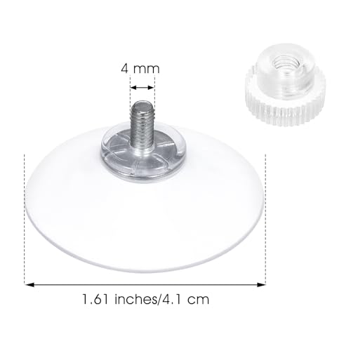 6Pcs Screw Suction Cup Glass Suction Pads 41mm Clear PVC Plastic Sucker Pads Without Hook Extra Strong Suction Power Holder Removable Vacuum Suction for Bathroom Kitchen Wall Window Glass Shower Decor