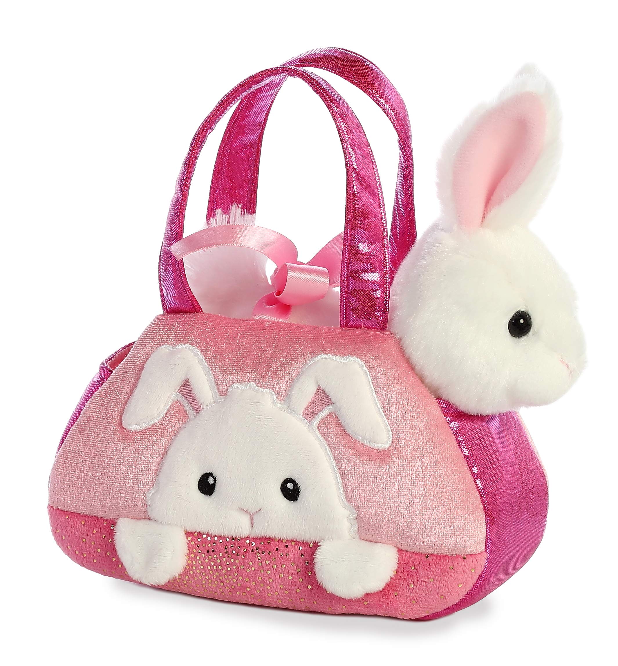 Aurora® Fashionable Fancy Pals™ Peek-A-Boo Bunny Stuffed Animal - On-The-go Companions - Stylish Accessories - Pink 7 Inches