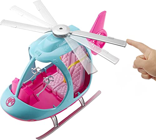 Barbie Helicopter with Spinning Rotors, Pink and Blue 2-Seater Design with Seatbelts and Pilot "Controls" (Amazon Exclusive)