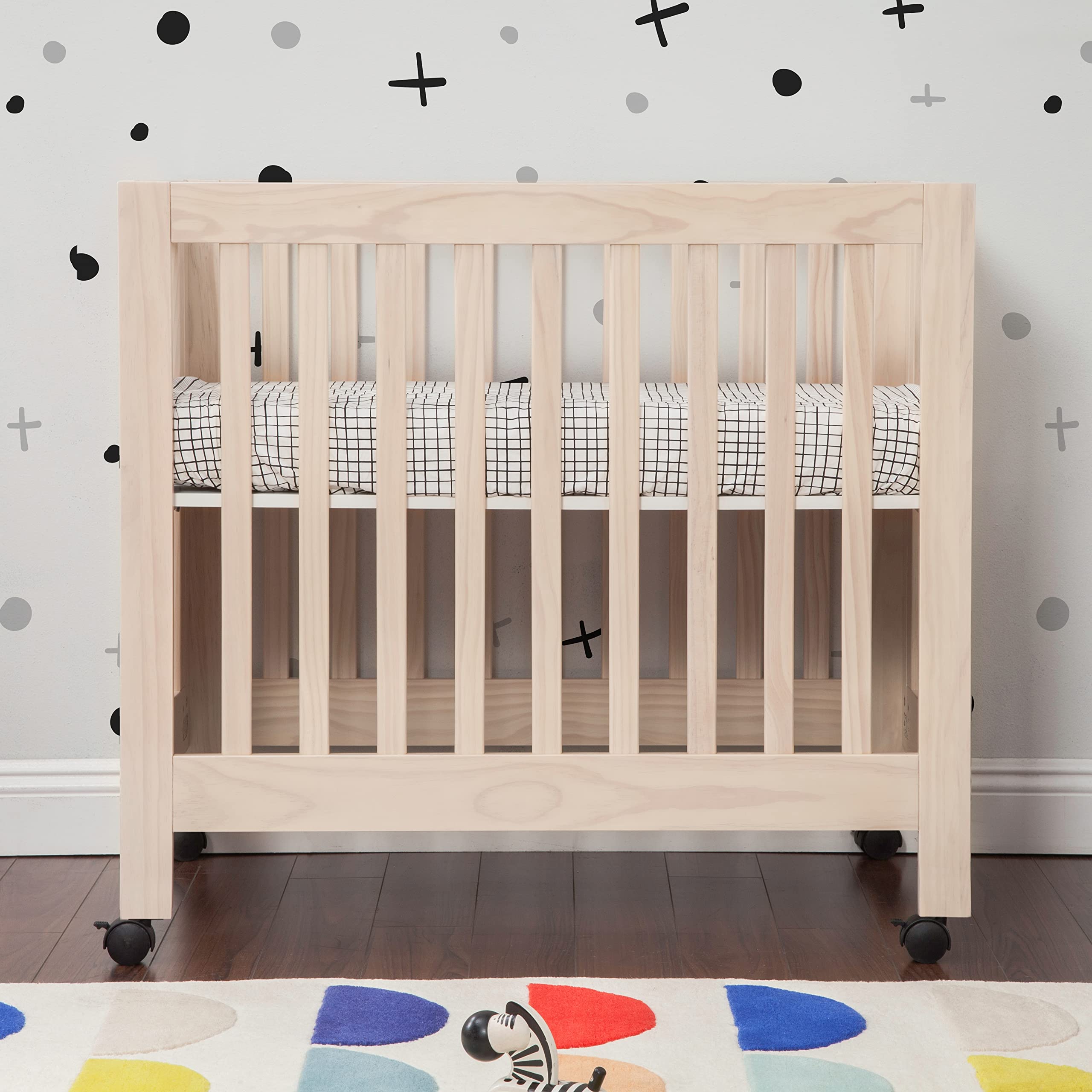 Origami Mini Crib with Pure Core Non-Toxic Mini Crib Mattress with Hybrid Waterproof Cover