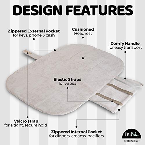 MoBaby Portable Changing Pad, Luxurious Soft-as-Suede Change Clutch, Oeko-TEX Certified, Machine Washable, Chic & Cushioned for Baby, Infant, & Newborn, Light Gray Color
