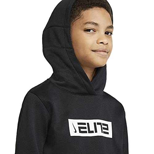 Boy's Therma Elite Pullover Hoodie (Large, Black/Carbon Heather/White)