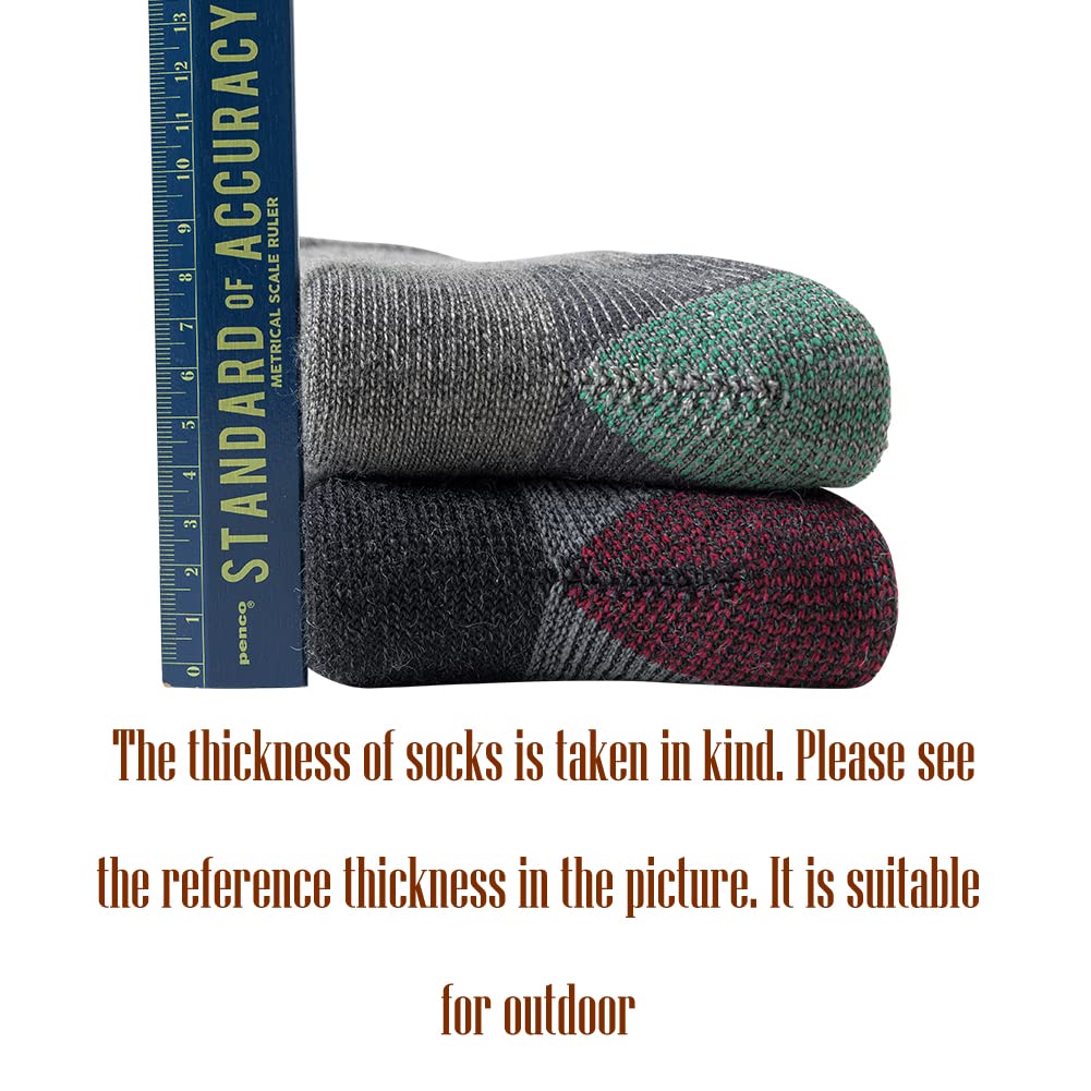 78% Merino Wool Socks for Men ACOL Reinforced Toe Heel Thick Moisture Wicking Terry-Loop Cushioned Outdoor Hiking Running