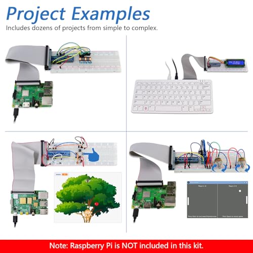 Freenove Ultimate Starter Kit for Raspberry Pi 5 4 B 3 B+ 400 Zero 2 W, 962-Page Detailed Tutorial, Python C Java Scratch Processing Code, 223 Items, 128 Projects (Raspberry Pi NOT Included)