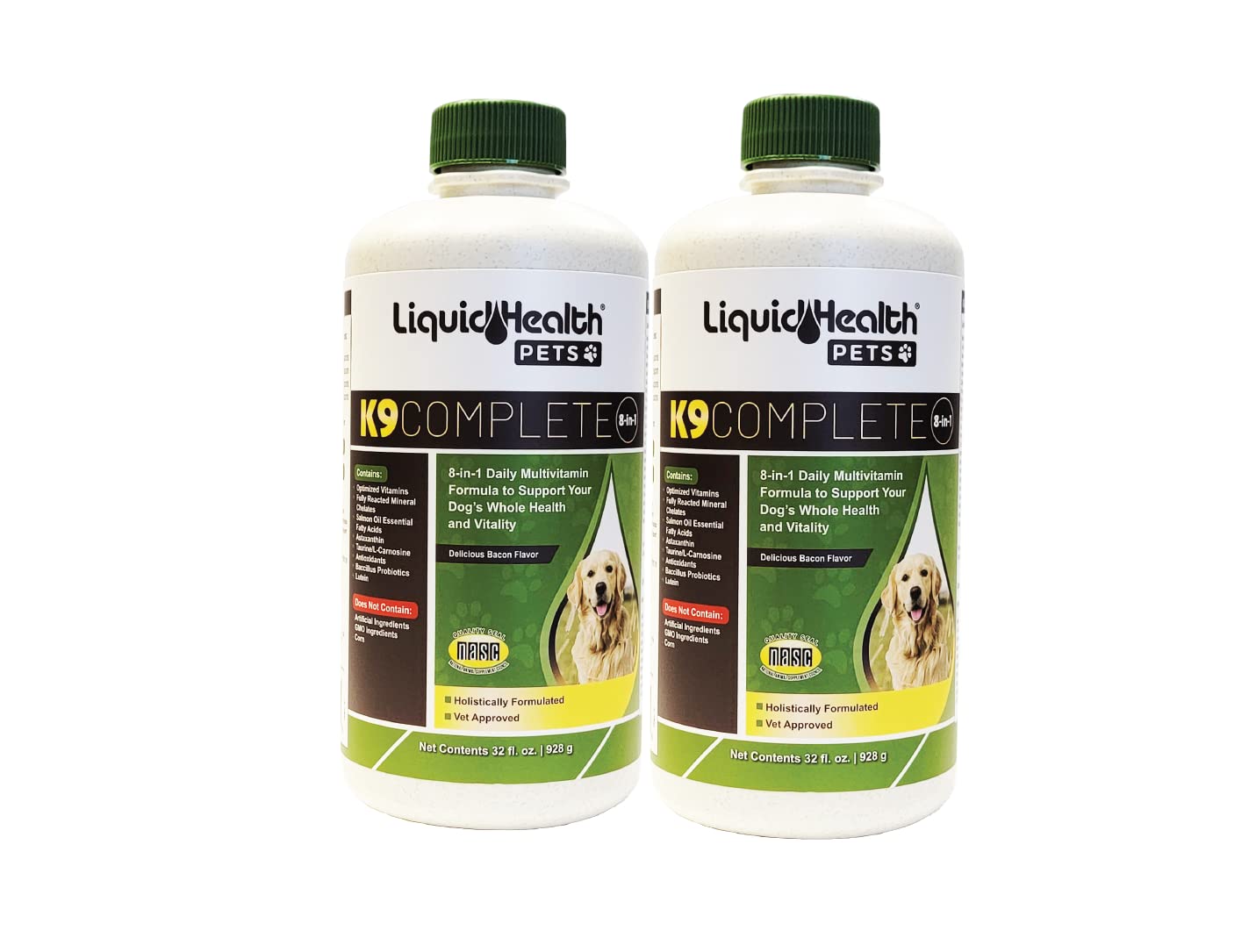 LiquidHealth 32 Oz K9 Complete 8-in-1 Liquid Multivitamin for Dogs & Puppies, All in One Complete Formula, Senior Puppy Dog Diet, Canine Vitamins, Skin and Coat, Joint Health, Immune Support (2 Pack)