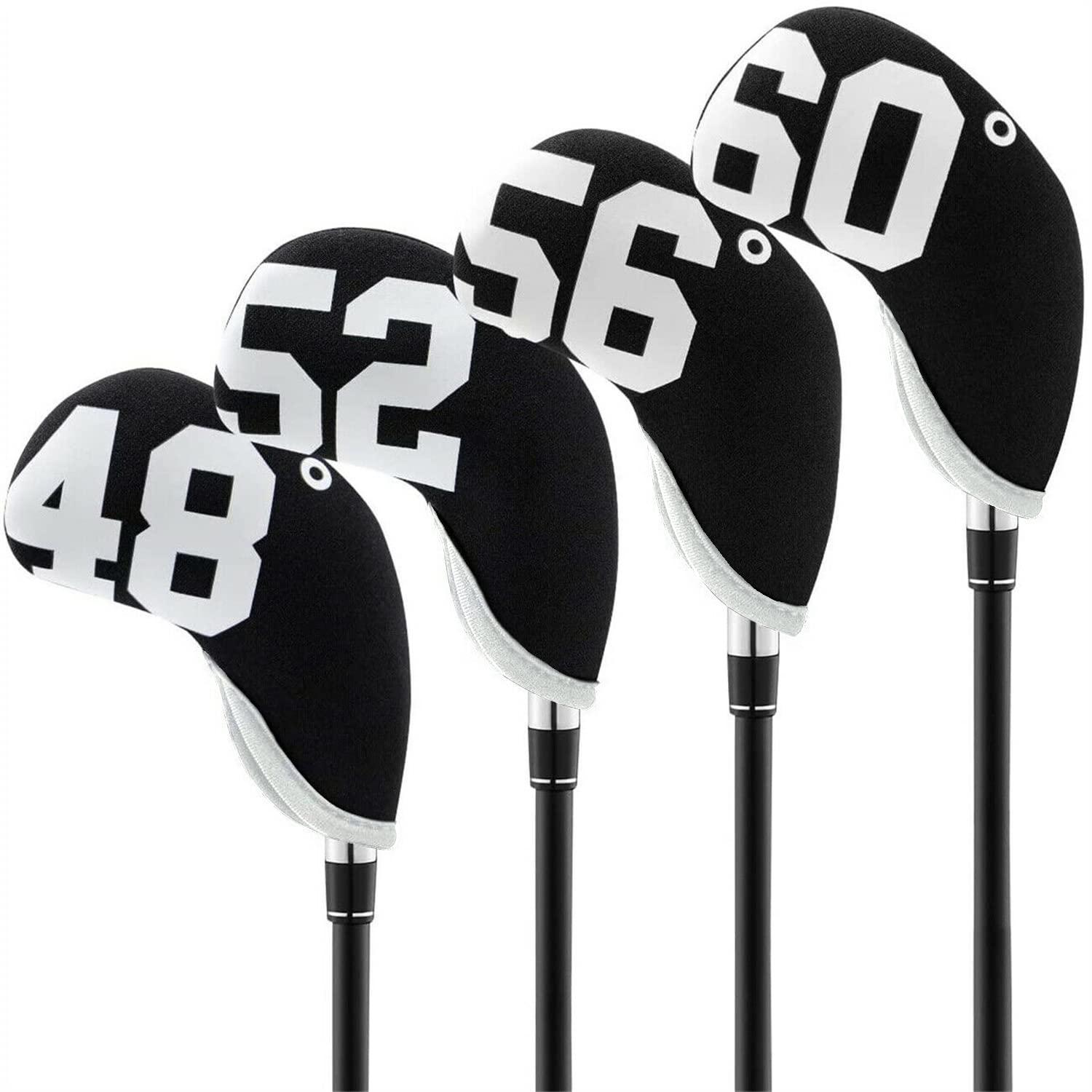 7pcs Black Premium Neoprene Golf Wedge Headcovers set 48 50 52 54 56 58 60 Degree Wedge Club Head Cover