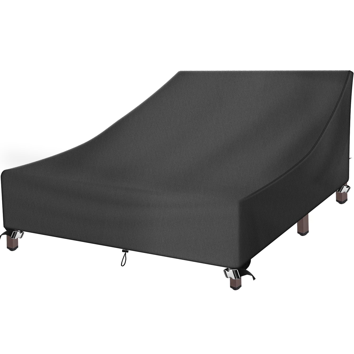 Double Chaise Lounge Cover, 420D Oxford Chaise Lounge Covers Outdoor Waterproof Protective Patio Double Wide Chaise Lounge Chair Dustproof Cover 82"L X 58"W X 34"H, Black