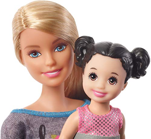 Barbie Ice-Skating Dolls & Playset with Blonde Coach Barbie Doll, Brunette Small Doll and Ice-Skating Base with Turning Mechanism, Gift for 3 to 7 Year Olds