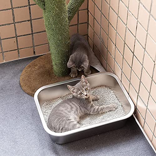 VAYNEkaisa Easy Clean Litter Box, Designed by Cat Owners, Stainless Steel Cat Litter Box for Indoor Cats, Rust Proof, Non-Toxic and Odorless, Durable, Silver