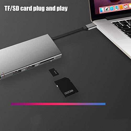 XUNMAIFHB Portable Docking Station,Type c hub 10-in-1 Docking Station HDMI+RJ45 Converter PD Charging, Gigabit Network, USB3.0 Transmission, HDMI4K HD, Card Reading Function Fast Transmission