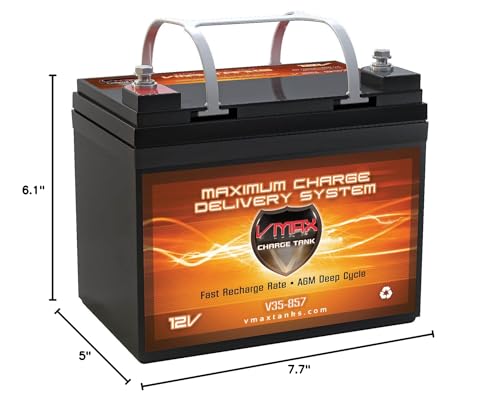VMAXTANKS V35-857 12 Volt 35AH AGM Marine Deep Cycle Battery for 30 Pound Electric Trolling Motors (GROUP U1)
