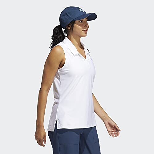Adidas Golf Women's Go-to Sleeveless Primegreen Polo Shirt, White, Small