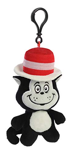 Aurora® Whimsical Dr. Seuss™ Cat in The Hat Keychain Stuffed Animal - Magical Storytelling - Literary Inspiration - Black 4 Inches