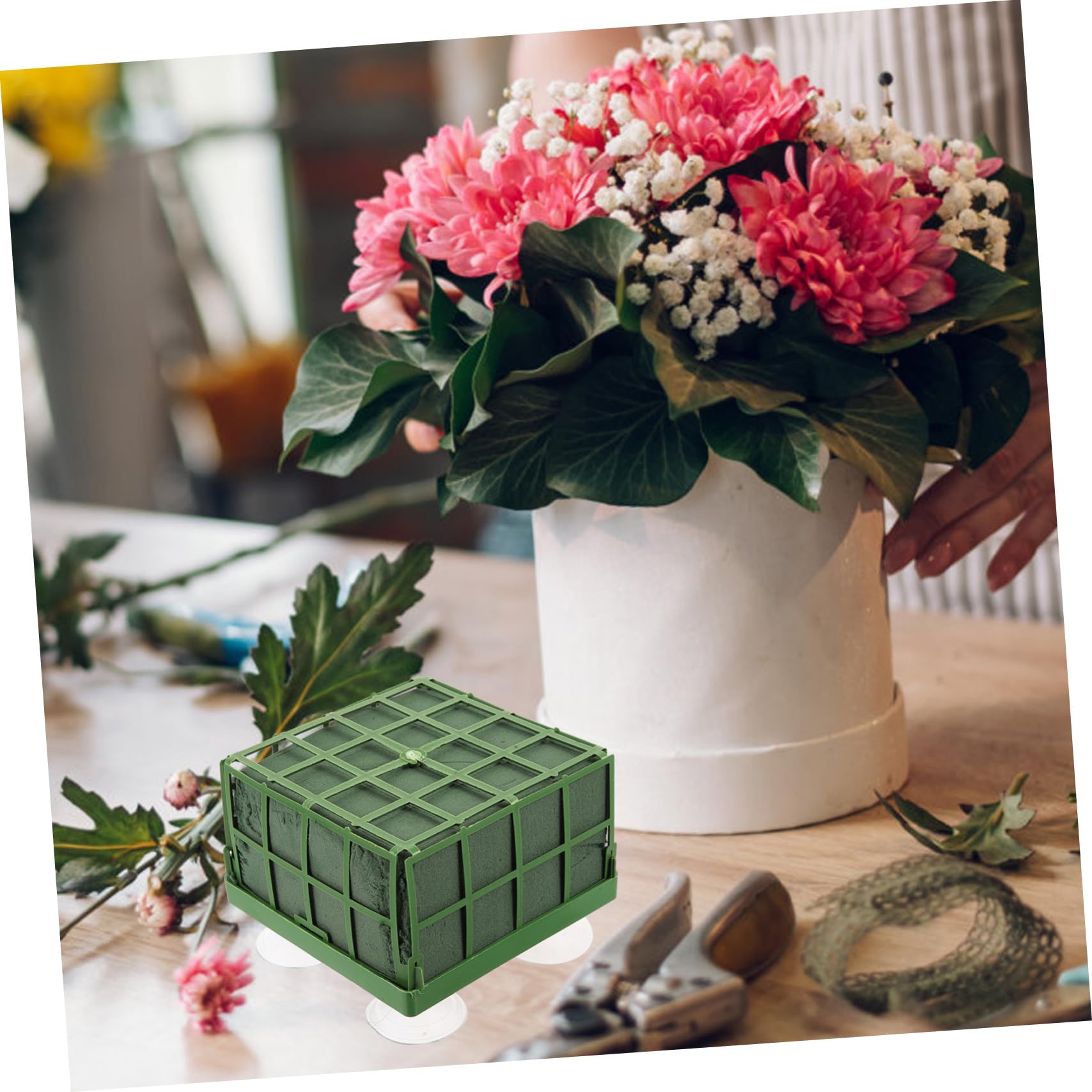 Abaodam 2 Pcs Flower Sucker Wedding Car Decoration Floral Foam Grande Cage Floral Foam Sausage Wreath Suction Cups Foam Blocks for Crafts Decorative Suckers Plastic Fresh Sticker