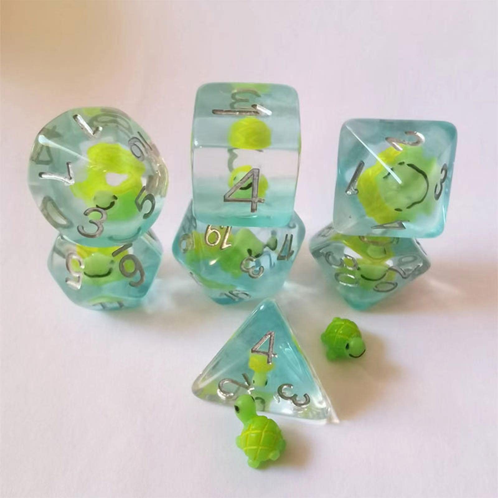 7X Cartoon Multi Sided Dices Set with Animals Turtle Pattern Family Table Game for Party Supplies Table Board Cafe Wedding Role Playing Game