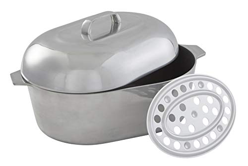 IMUSA USA Heavy Duty Cajun Oval Aluminum Roaster 15, Silver