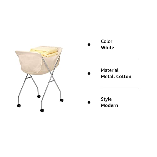 EasyComforts Laundry Cart With Wheels, Collapsible with Removable Liner, Rolling Hamper Cart with Tubular Metal Frame, White Bag Included – Measures 23" x 18" x 32"