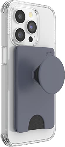 PopSockets Phone Wallet with Expanding Phone Grip, Phone Card Holder, Solid PopWallet - Shadow Blue