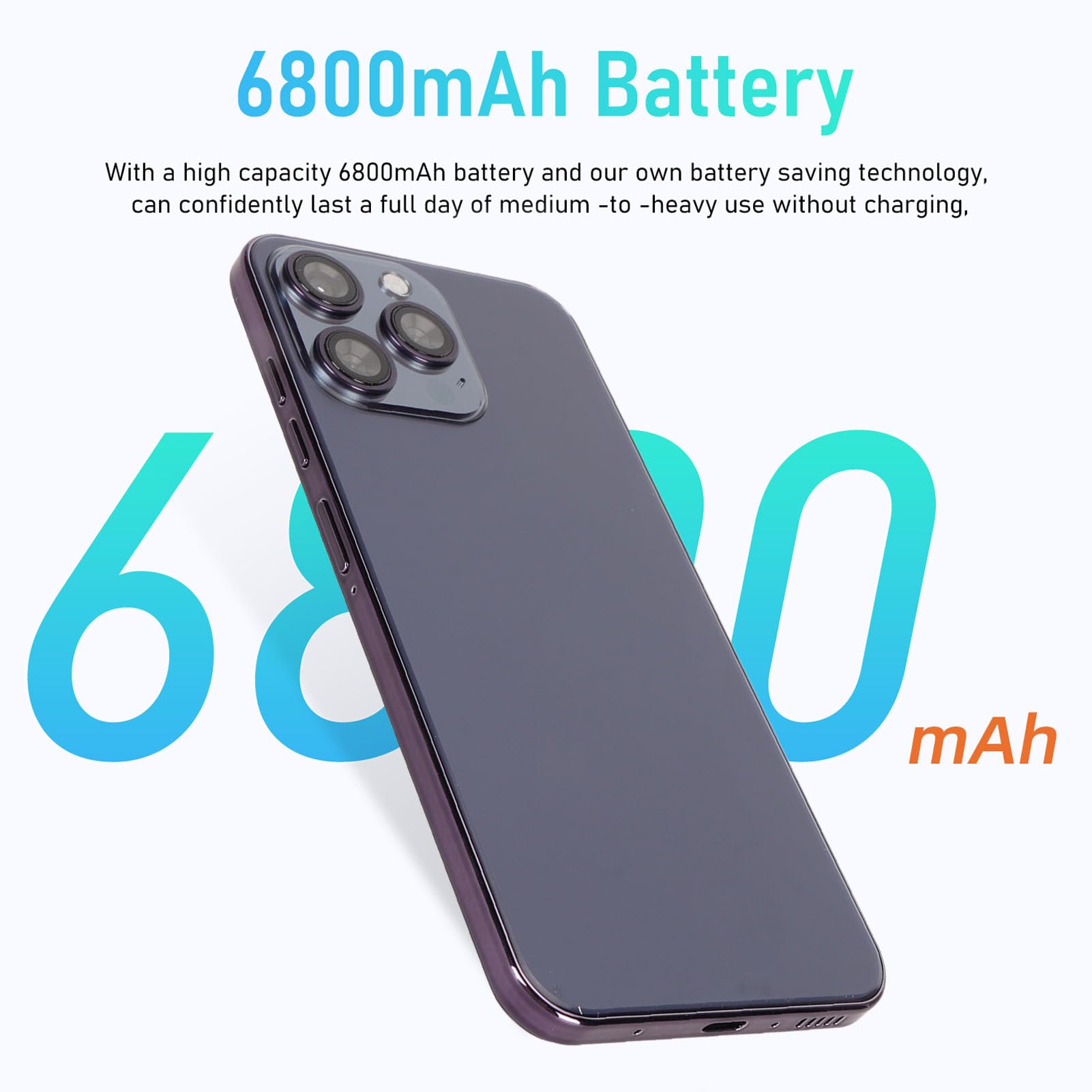 6.7 Inch IPS HD Display, Octa Core Performance, Dual SIM Unlocked Smartphone with 8GB RAM 256GB ROM for Android 12 (US Plug)