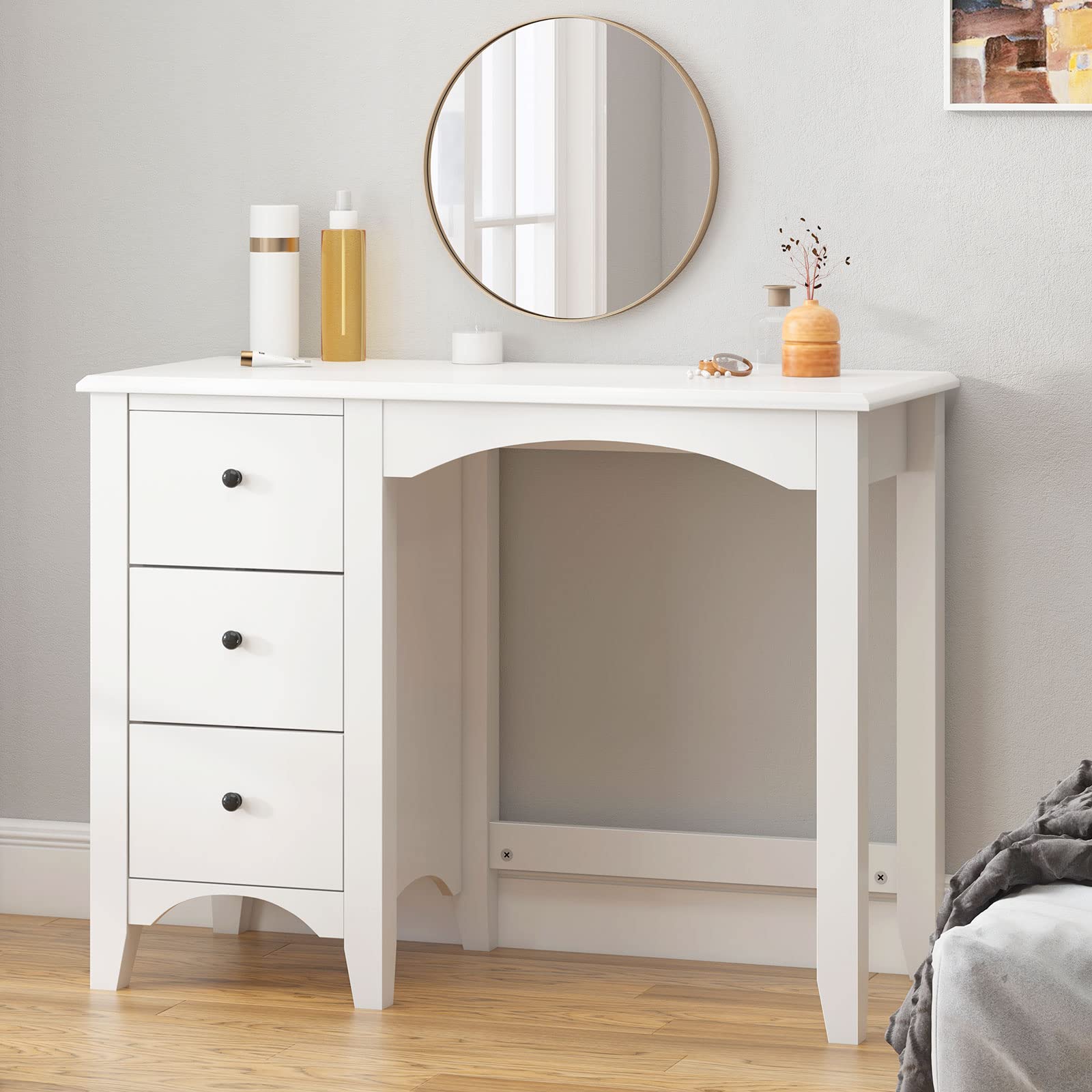 SDHYL Desk with Drawers, 37.5 Inches Study Workstation,Computer Desk with 3 Drawers,Small Desk with Storage for Home Office,Study