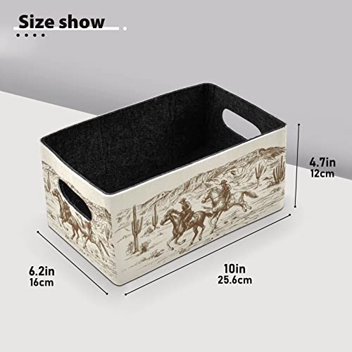 Kcldeci American Wild Western Desert Cowboy Storage Bins Baskets for Organizing 2Pack, Sturdy Storage Basket Foldable Storage Baskets for Shelves Closet Nursery Toy