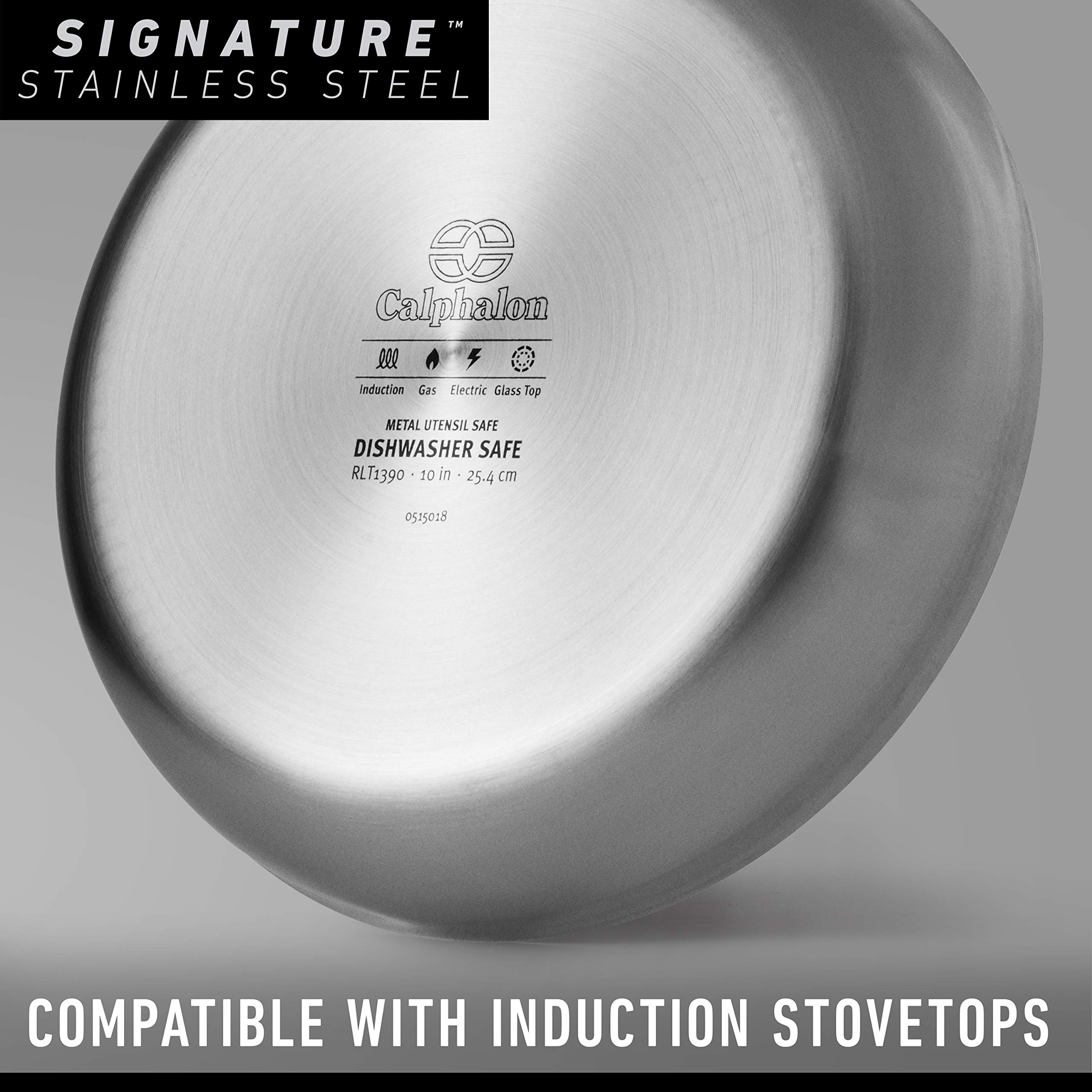 Calphalon 10-Piece Pots and Pans Set, Stainless Steel Kitchen Cookware with Stay-Cool Handles, Dishwasher Safe, Silver