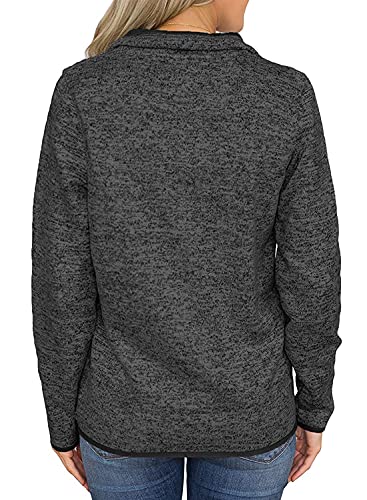 AIMICO Women Casual 1/4 Zip Sweatershirt Long Sleeve High Collar Pullover Tunic Top with Pocket Black L