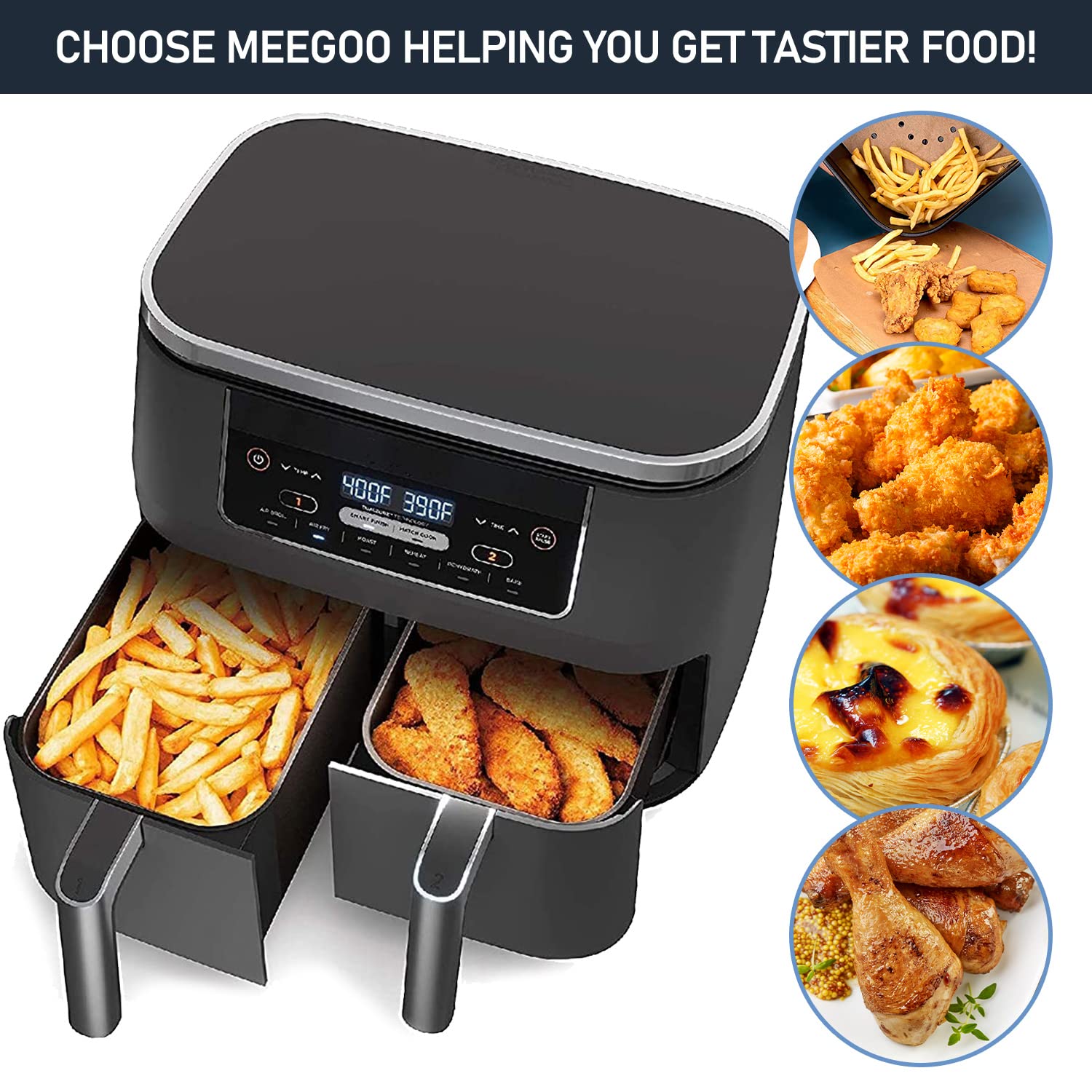 Air Fryer Liners, Reusable Air Fryer Mats 4 Pack, Premium Air Fryer Accessories, Non Stick, Easy Clean - 7.6 X 11.67" Square
